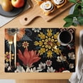Bohemian Flower Cotton Linen Placemats Set of 1, Retro Yellow Red Beige ...