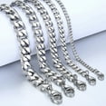 3/5/7/9/11mm Silver Stainless Steel Curb Cuban Chain Bracelet for Men ...