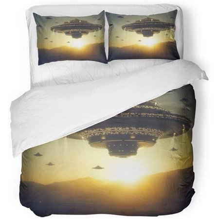 HATIART 3 Piece Bedding Set UFO 3D with Photography Alien Invasion of ...