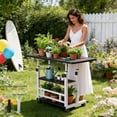 Adjustable Height Garden Workbench with Lockable Wheels – Metal Frame ...