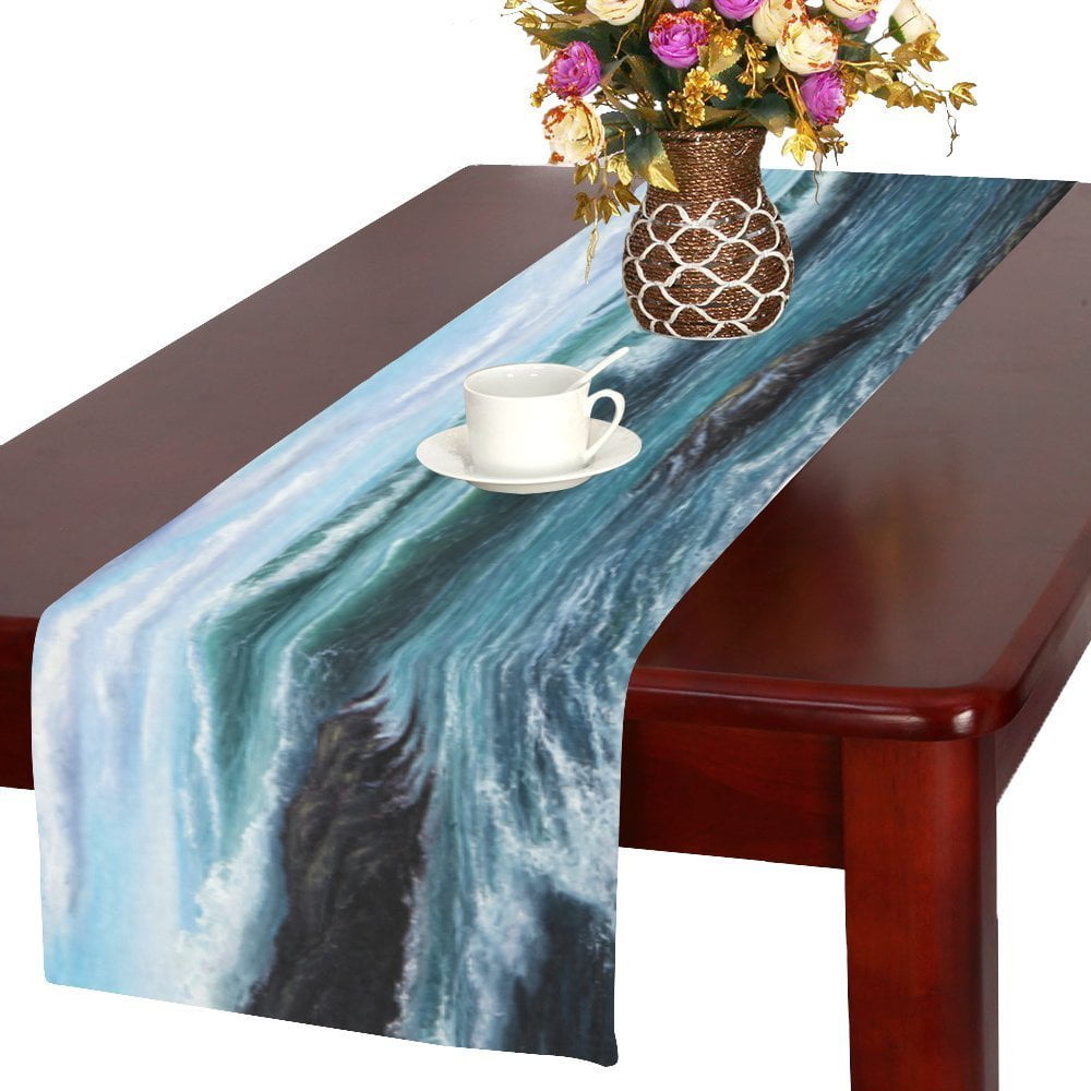 MYPOP Summer Sea Water Table Runner Placemat 16x72 inches, Ocean Waves ...