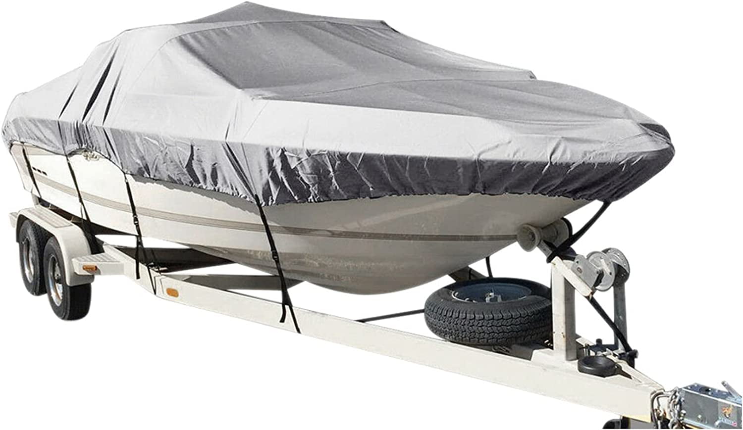 PET-U 14-16FT Gray Heavy Duty PEVA Waterproof Boat Cover Replacement ...