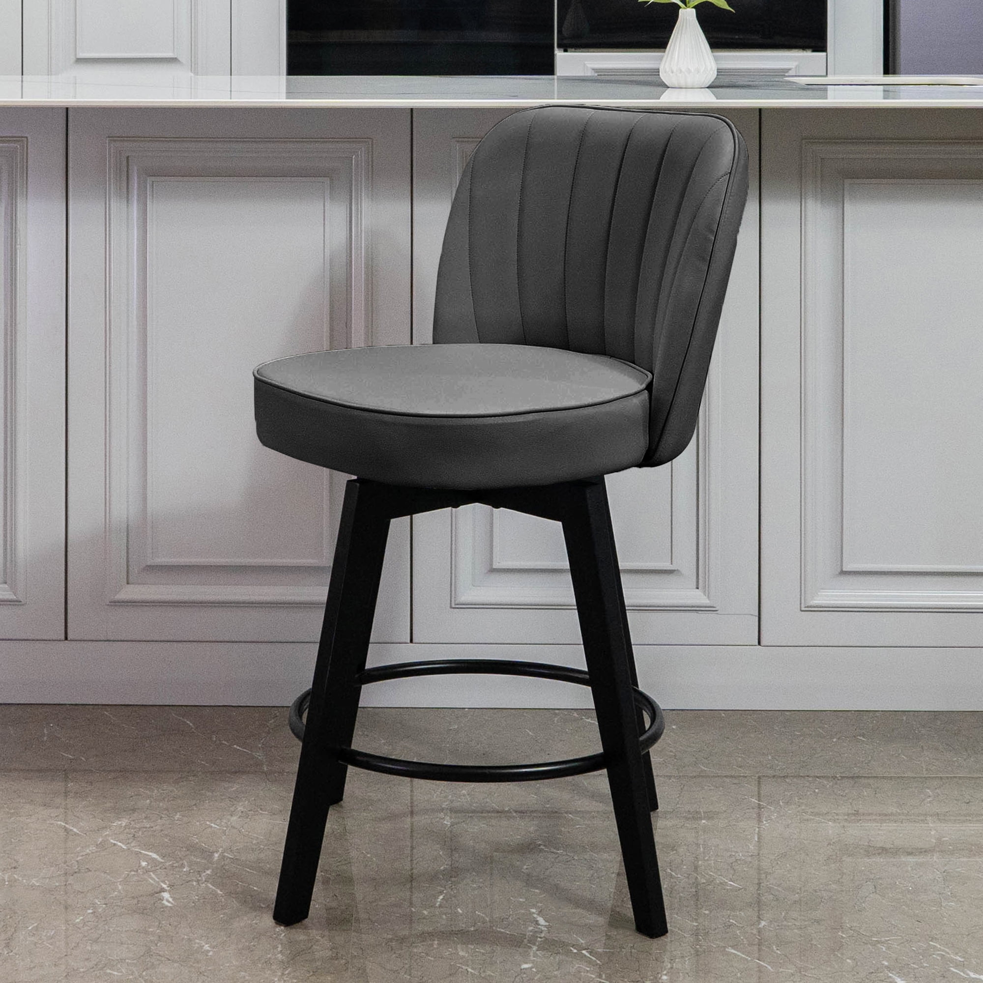 MINCETA Counter Stools,26" 360 Free Swivel Vertical Line Modern ...