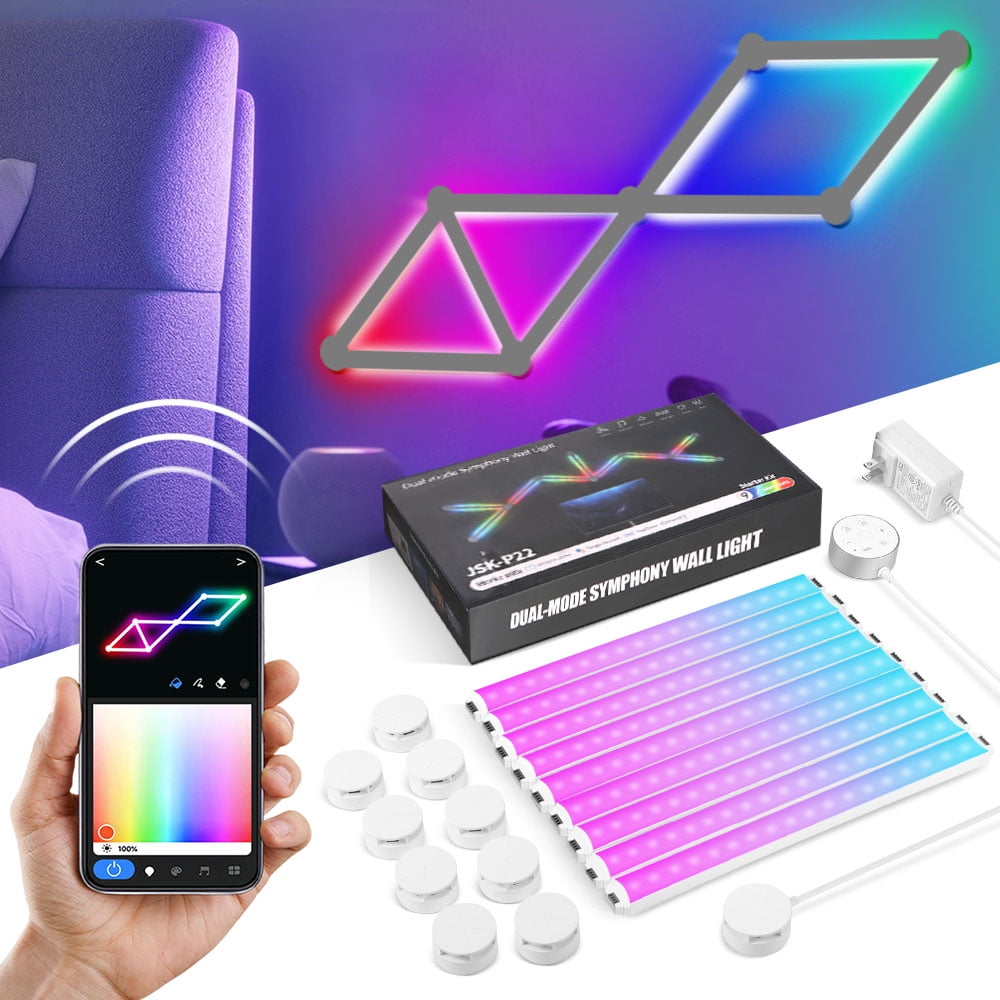 Glide LED Wall Lights, RGB Wall Lights for Gaming Room Setup, 9 Pack ...