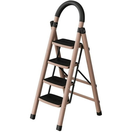 Step ladders Foldable Grey Metal Ladder 4 Step Folding Step Stool with ...