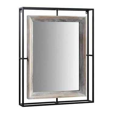 Linon Canvas Wrapped Aluminum Frame Wall Mirror, Beige, Multiple Sizes ...