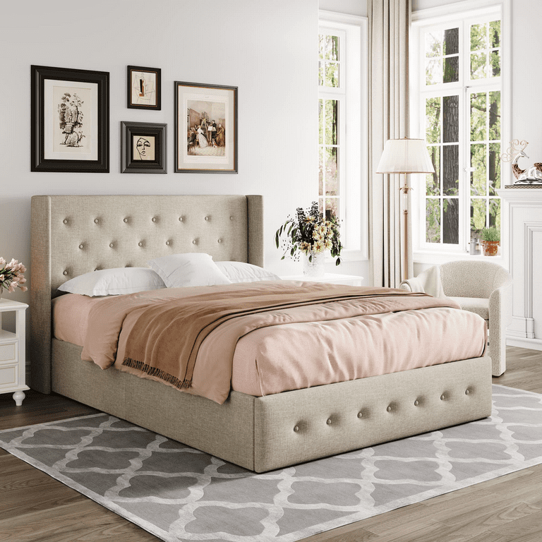 Einfach Full Size Platform Frame Lift up Storage Bed with Einfach Full Size Platform Frame Lift up Storage Bed with