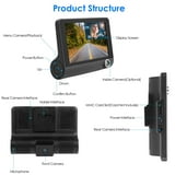iMounTEK Car Dash Cam, 1296P 3 Channel with Night Vision, Front, Rear ...