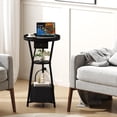 Round Side Table with Charging Station, Small Drink Table for Small ...