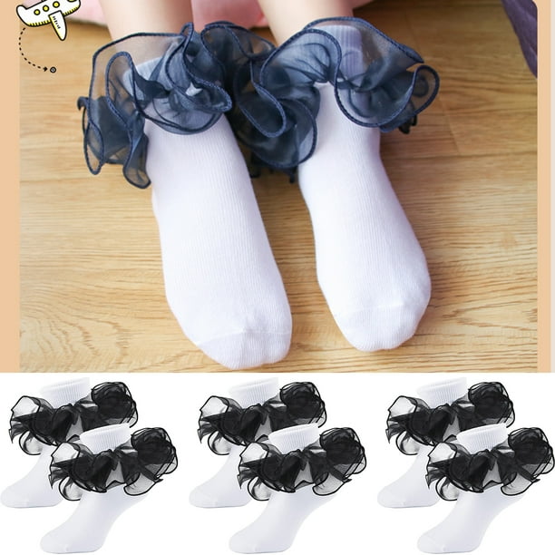Girls' Ruffled Dress Socks - 3 Pairs - Walmart.com