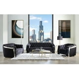 ACME Pyroden Sloped Arm Tufted Accent Chair in Black and Chrome ...