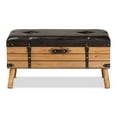 Baxton Amena Rustic Storage Ottoman - PU Leather Upholstery - Walmart.com