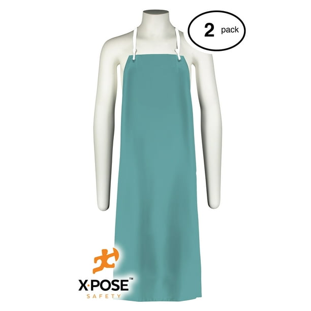Xpose Safety Heavy Duty Vinyl Waterproof Aprons - 2 Pack, Green - for ...