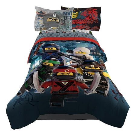 Lego Ninjago Warriors Reversible Boys Full Comforter & Sheets (5 Piece ...