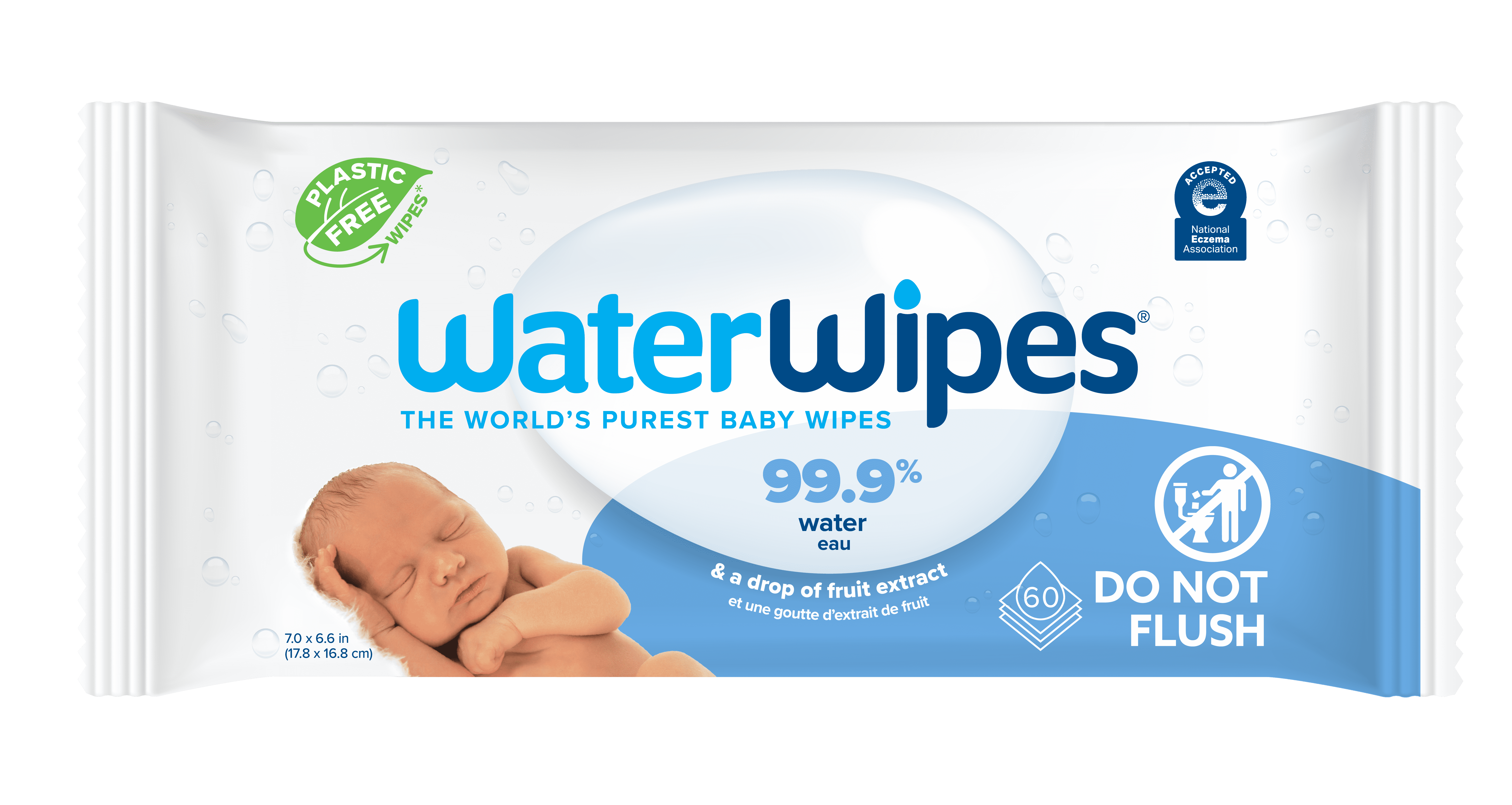WaterWipes Original 99.9% Water Based Baby Wipes, Unscented, 2 ...