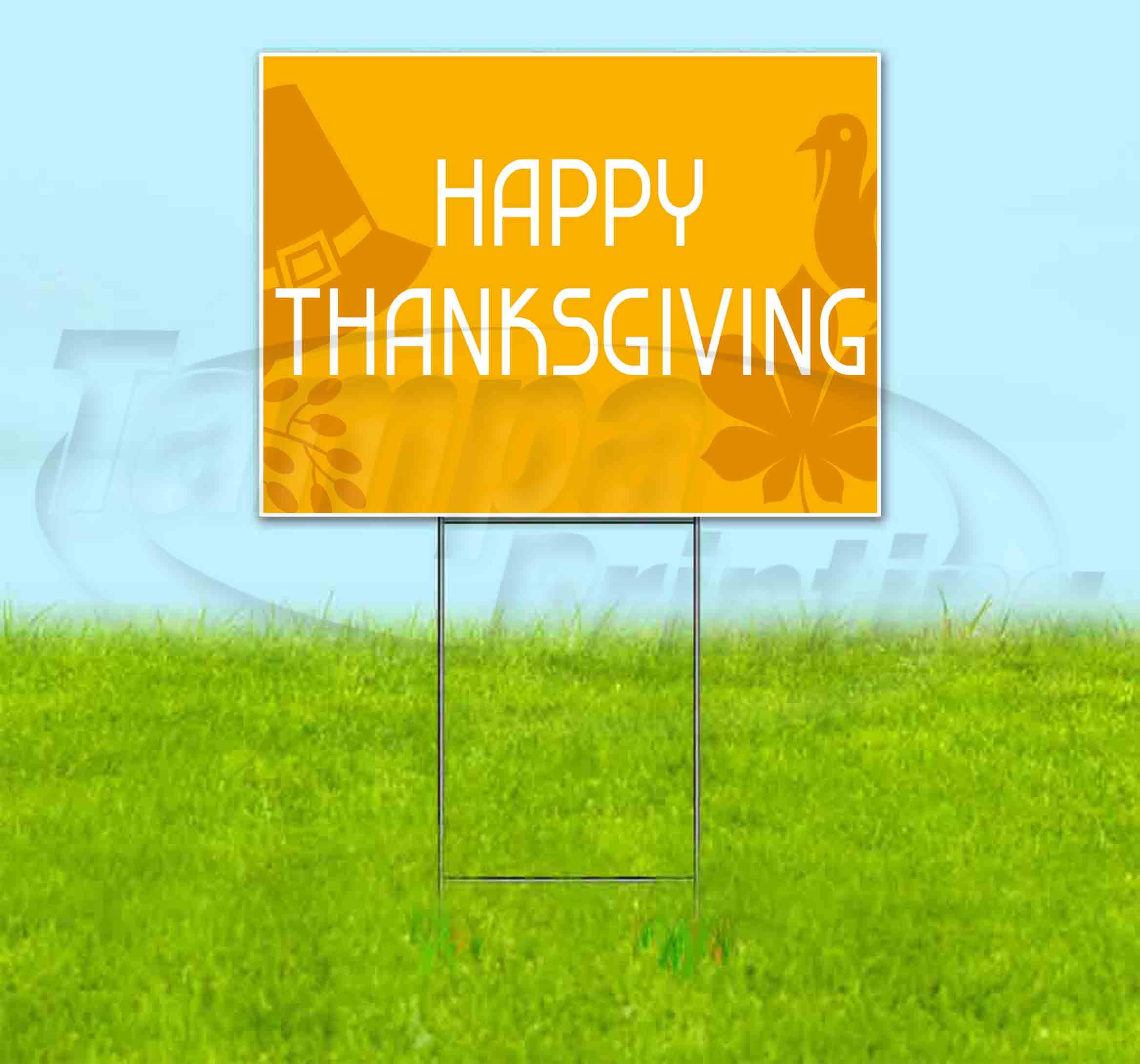 Happy Thanksgiving V7 (18" x 24") Yard Sign, Includes Metal Step Stake ...