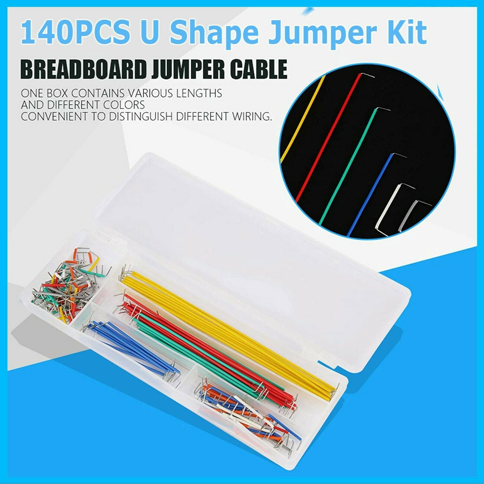 140Pcs U Shape Solderless Breadboard Jumper Cable Wire Kit For Arduino ...