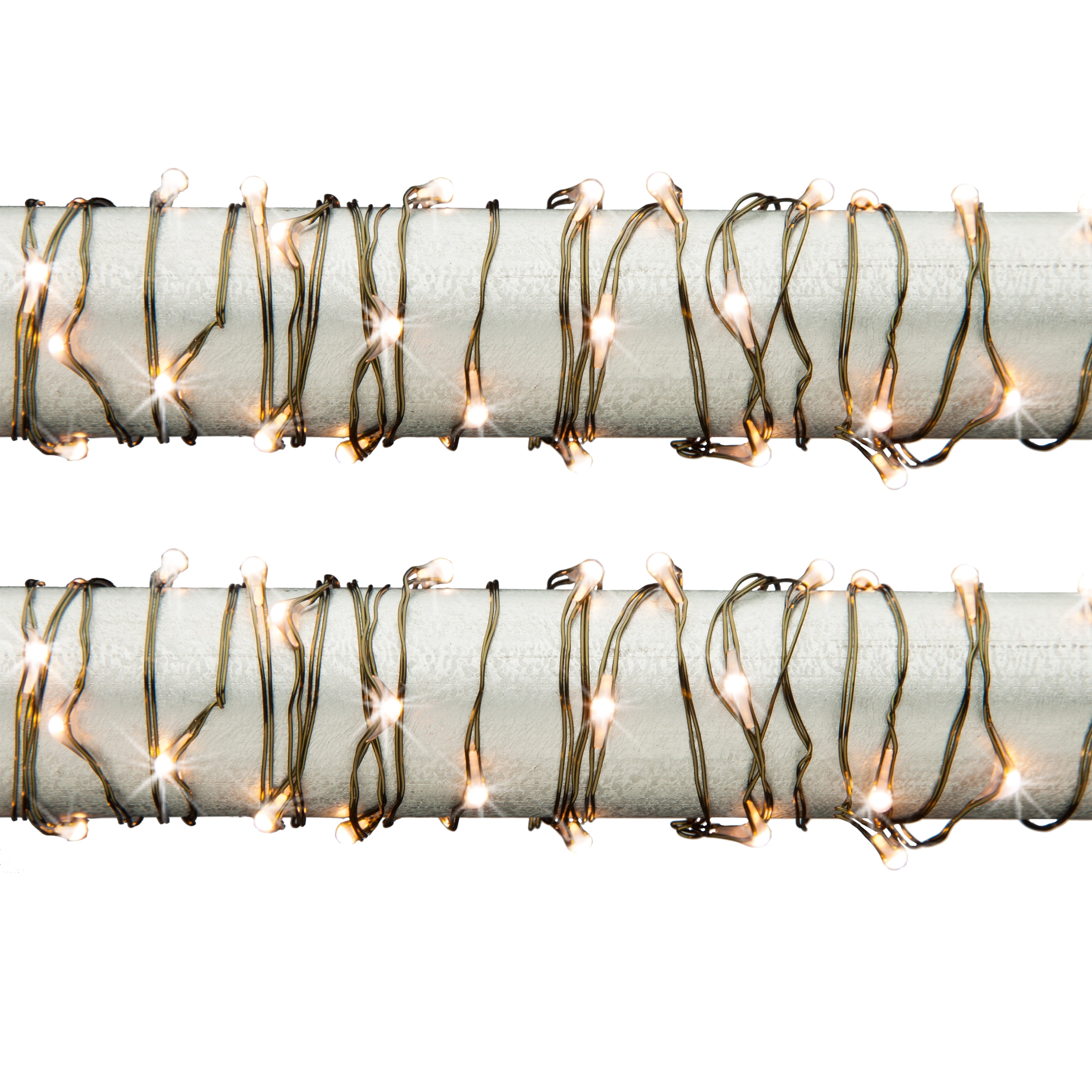 10-Foot Long Outdoor Micro LED Warm White Light Strings on Green Wire ...