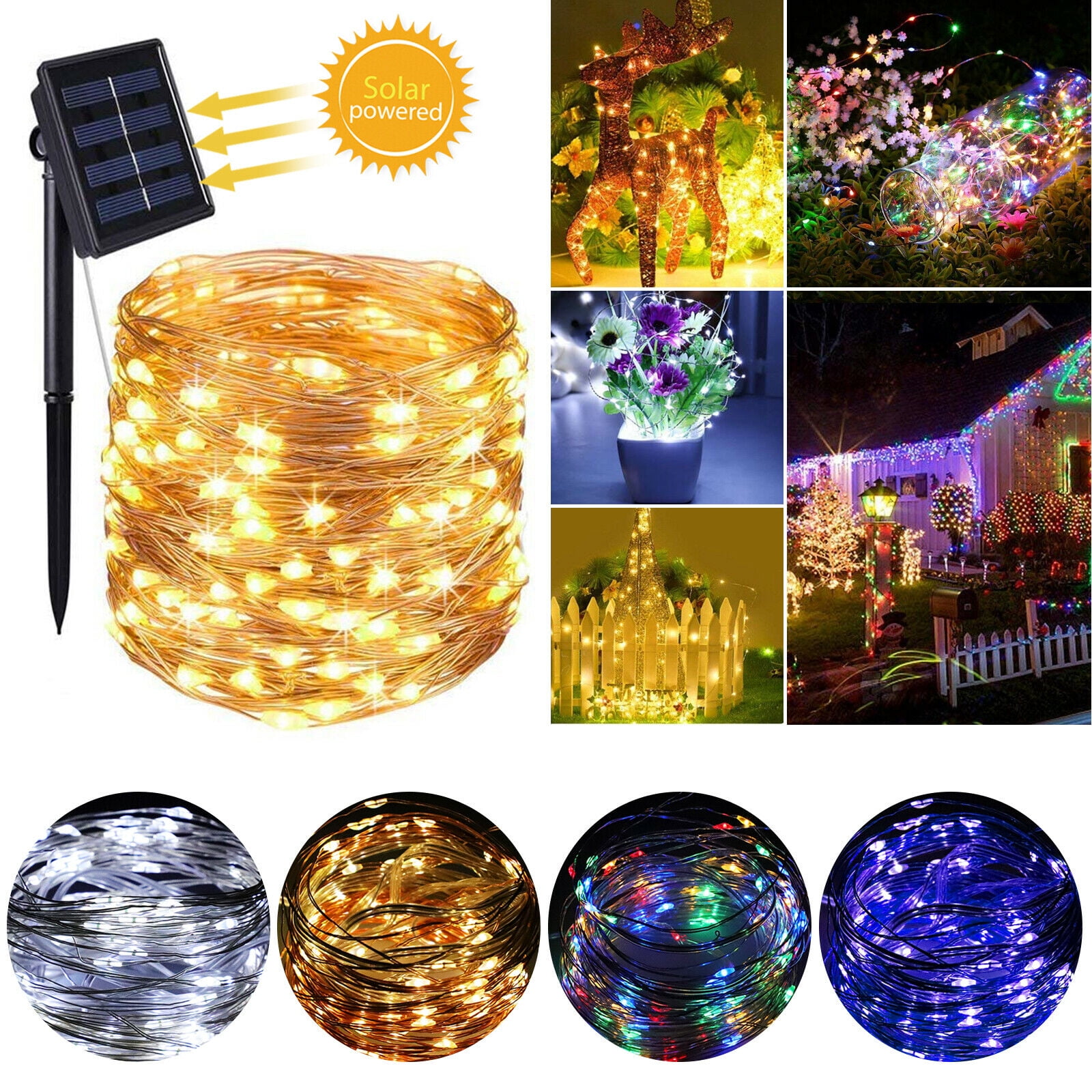 Solar String Fairy Lights Outdoor,50/100/200/300 LED Super Bright Solar ...