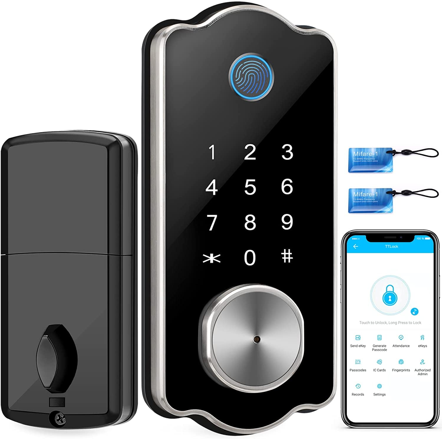 JIGUOOR 5 in 1 Smart Lock, Keyless Entry Door Lock, with Biometric ...