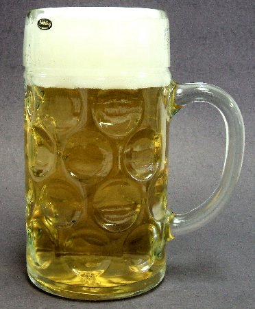 One Liter Plain German Glass Dimple Beer Mug 1L Made In Europe New One Liter Plain German Glass Dimple Beer Mug 1L Made In Europe New