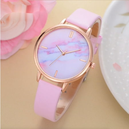 Pink Marbled & Bubblegum Pink Faux Leather Strap Watch | Walmart Canada