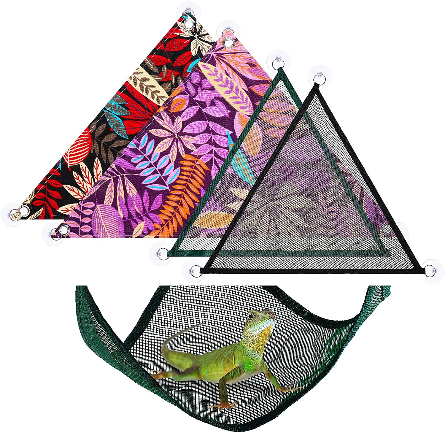 4 Pieces Bearded Dragon Lizard Hammock for Reptile Hanging Hammock ...