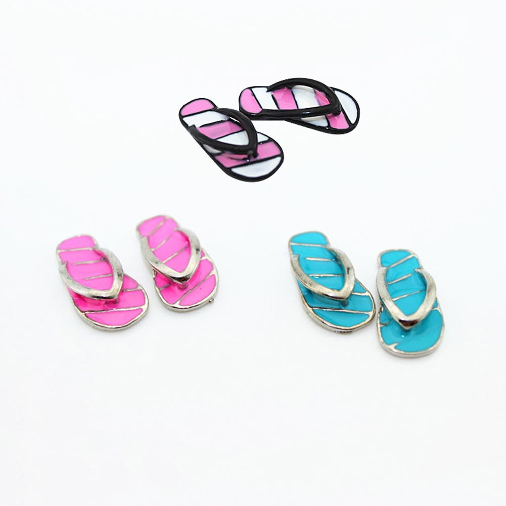 SPRING PARK 1 Pair Mini Cute Stripe Flip-flops DIY Miniature Toy for ...