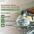 Glass Stove Top Whistling Tea Kettle - 12 Cup/48oz Capacity - BPA-Free ...
