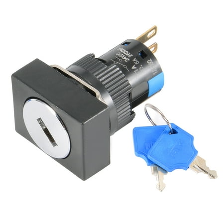 AC250V 0.5A 16mm Thread 2 Position Rotary Selector Key Lock Switch SPDT ...