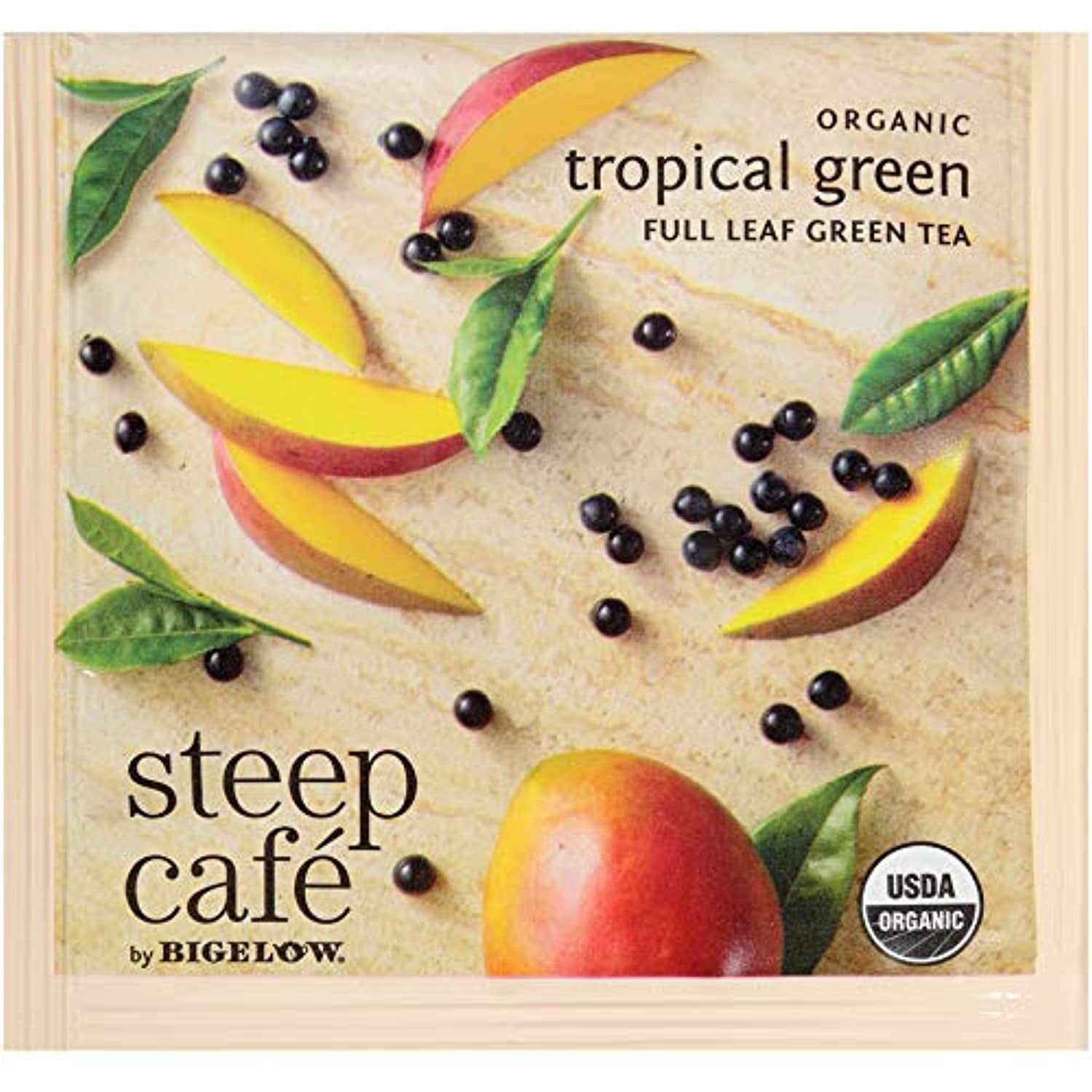 Steep Café Organic Tropical Green Tea, 50 Bags Per Box, Single Source ...
