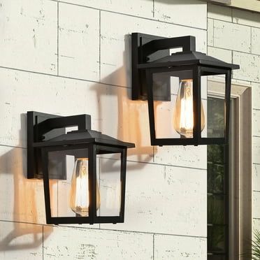 LNC Farmhouse Black Outdoor Wall Sconce Square Exterior Light Fixtures ...