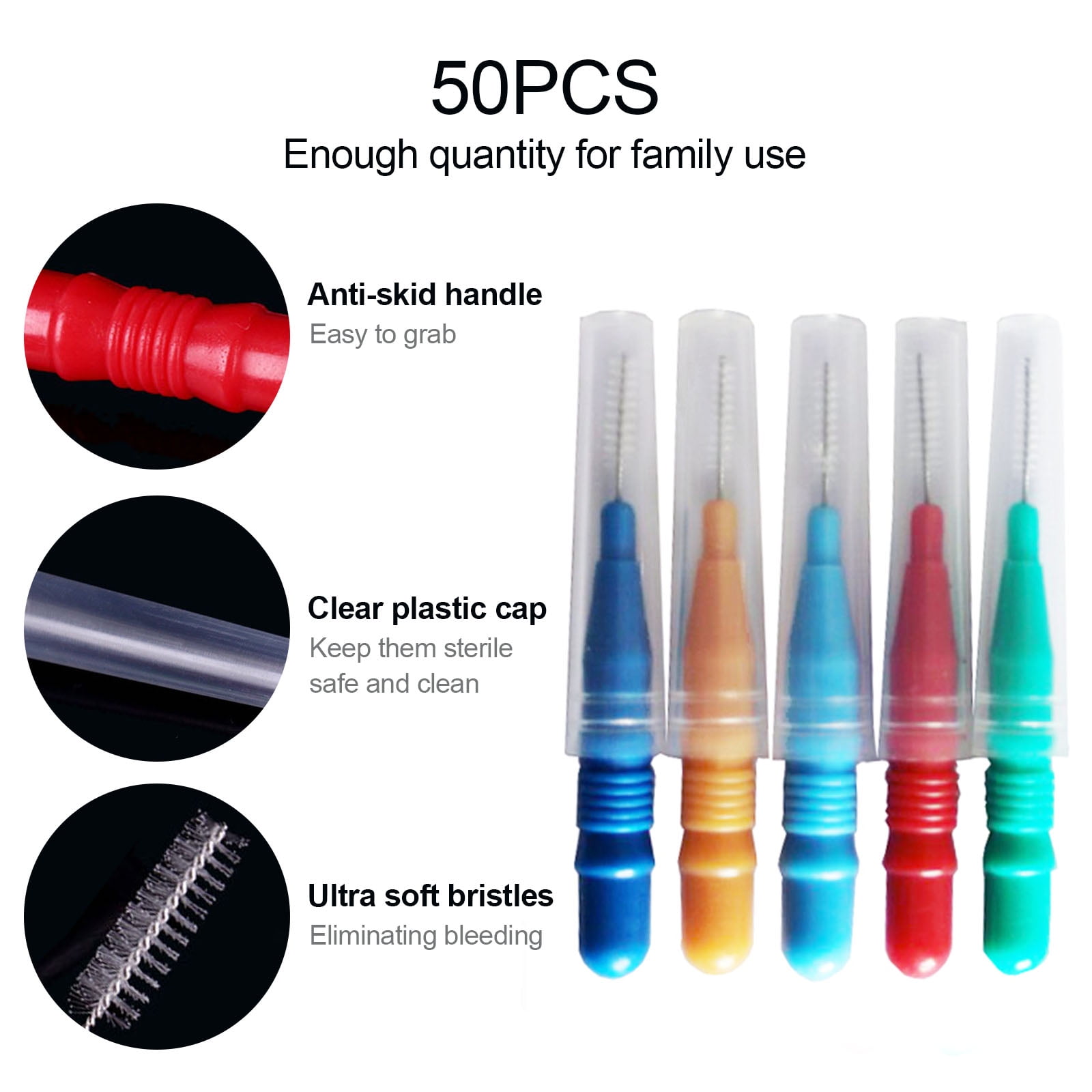 50Pcs/Set Interdental Brush Gum Oral Hygiene Floss Soft Tooth Brush ...