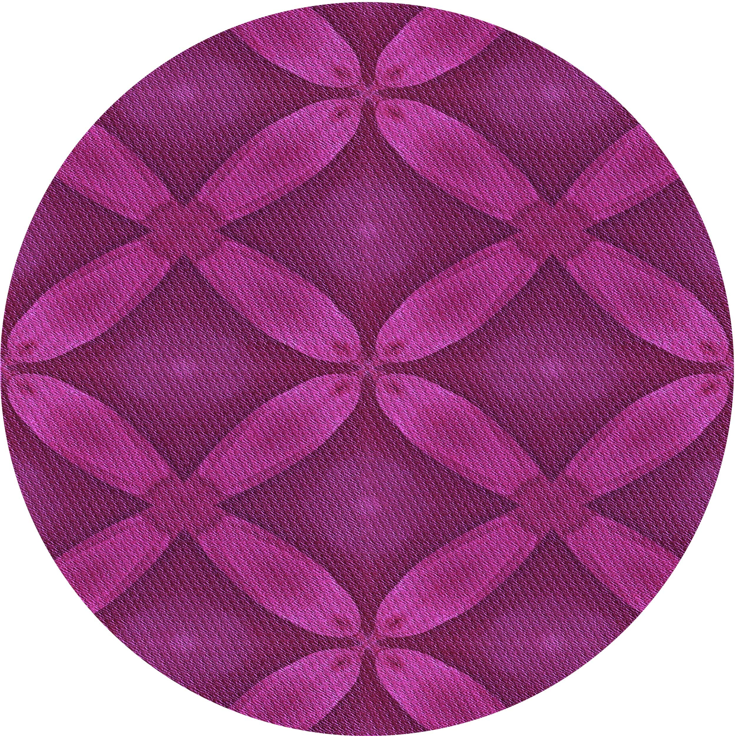 Ahgly Company Indoor Round Patterned Neon Pink Area Rugs, 6' Round ...
