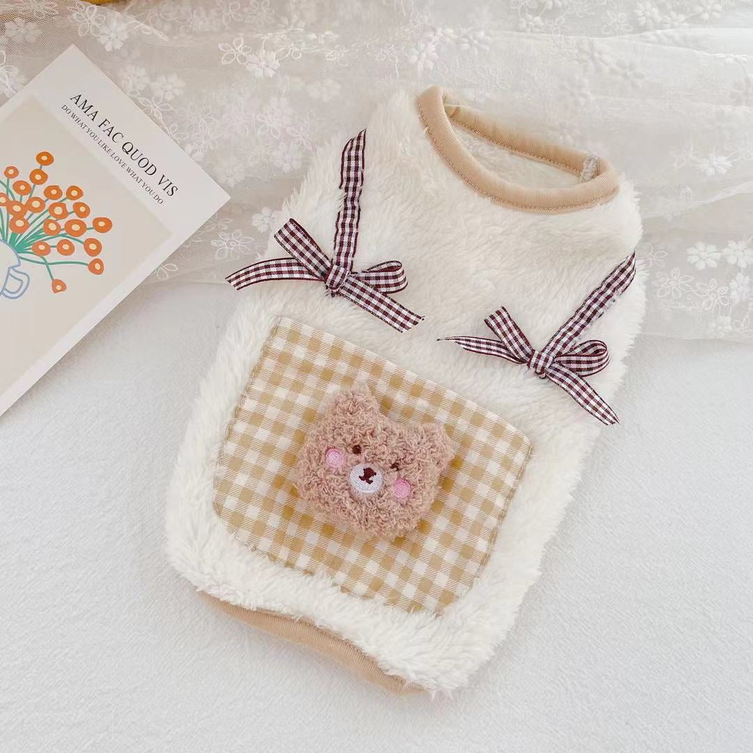 Pet Clothes Dog Cat Autumn And Winter New Plus Velvet Padded Cute Teddy ...