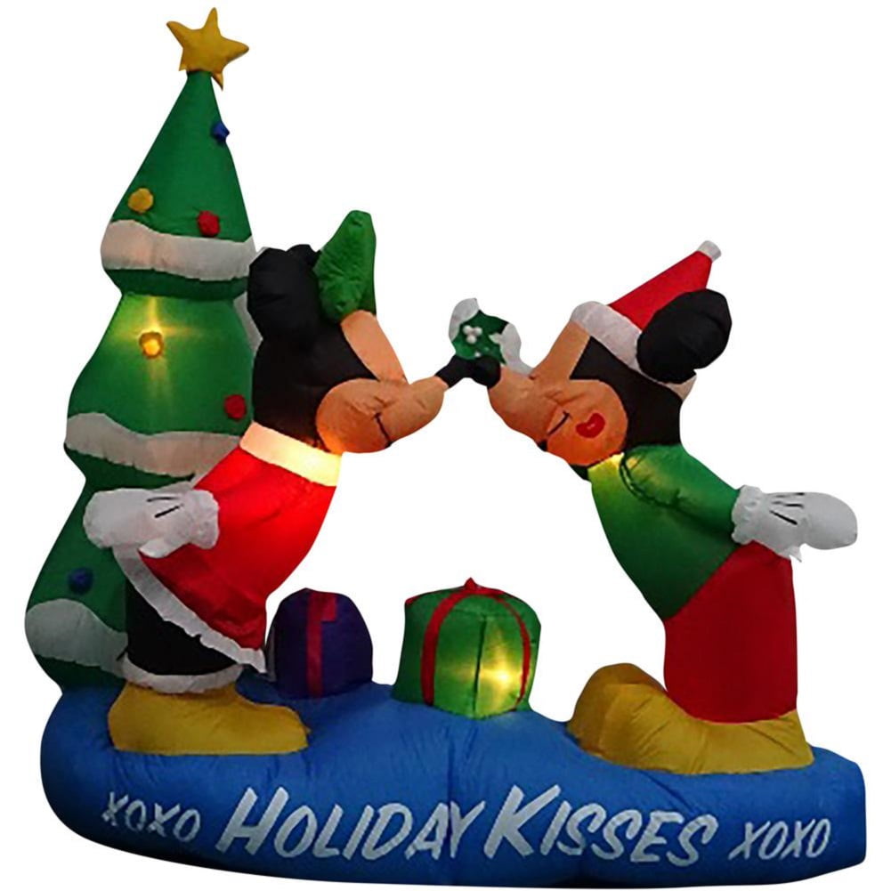 Disney 5 5 Ft W Pre Lit Led Inflatable Mickey And Minnie With Mistletoe