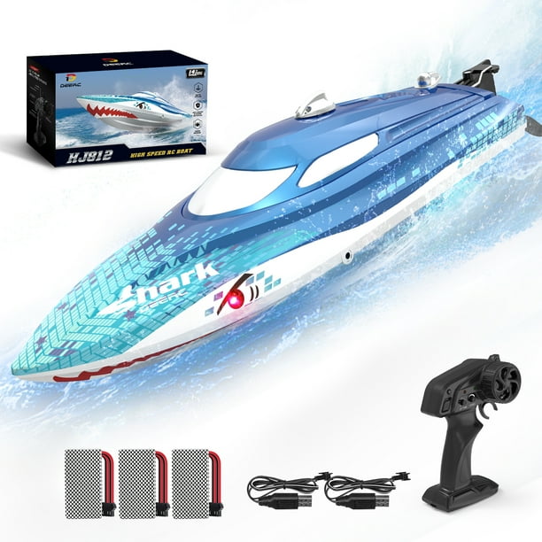 DEERC Remote Control Boat W/Shark Graffiti, 20+ MPH 2.4GHz High Speed ...