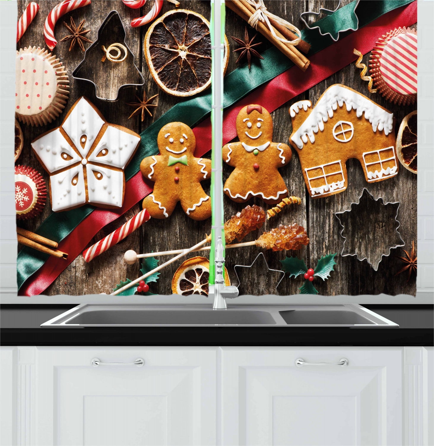 Gingerbread Man Curtains 2 Panels Set, Delicious Homemade Cookies Dried ...