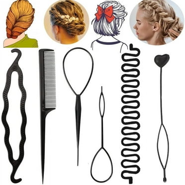 19 Pcs Hair Braiding Tool, DIY Hair Styling Tool Kit Updo Ponytail ...