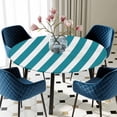Blue White Stripes Round Table Cover, Simple Classic Modern Striped ...