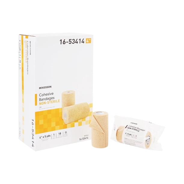 McKesson Cohesive Wound Bandages, Self-Adherent Compression Wrap, 4 in ...