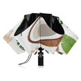 Beach Coconut Pattern Umbrella Folding Sun Umbrella Travel Auto Open ...