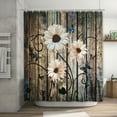 PINPAI Rustic Grey Brown Floral Fabric Shower Curtain 72x72 Inches ...