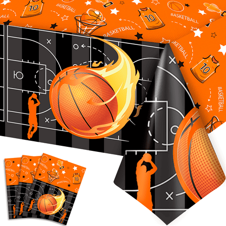 Basketball Party Decorations - 3 Pcs Basketball Tablecloths, 8 Pcs Foil ...