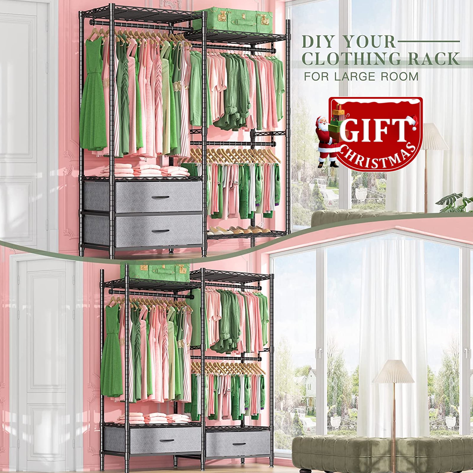 Buy 2 Pack Raybee 45.6L * 70.9H *15.9W Freestanding Closet Organizer ...