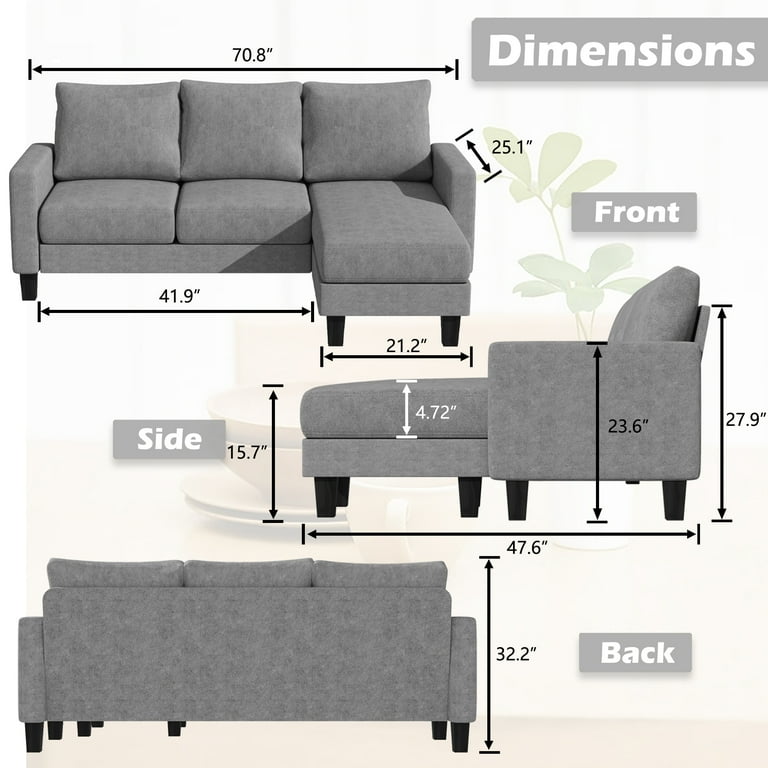 Small Sectional Sofa Sizes | Baci Living Room