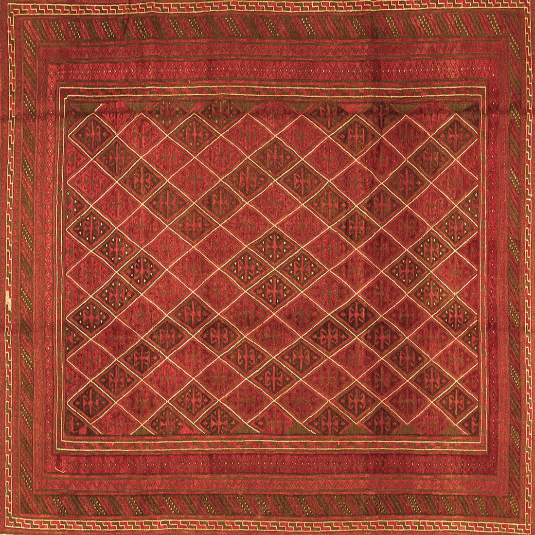 Ahgly Company Indoor Square Persian Orange Traditional Area Rugs, 3 ...