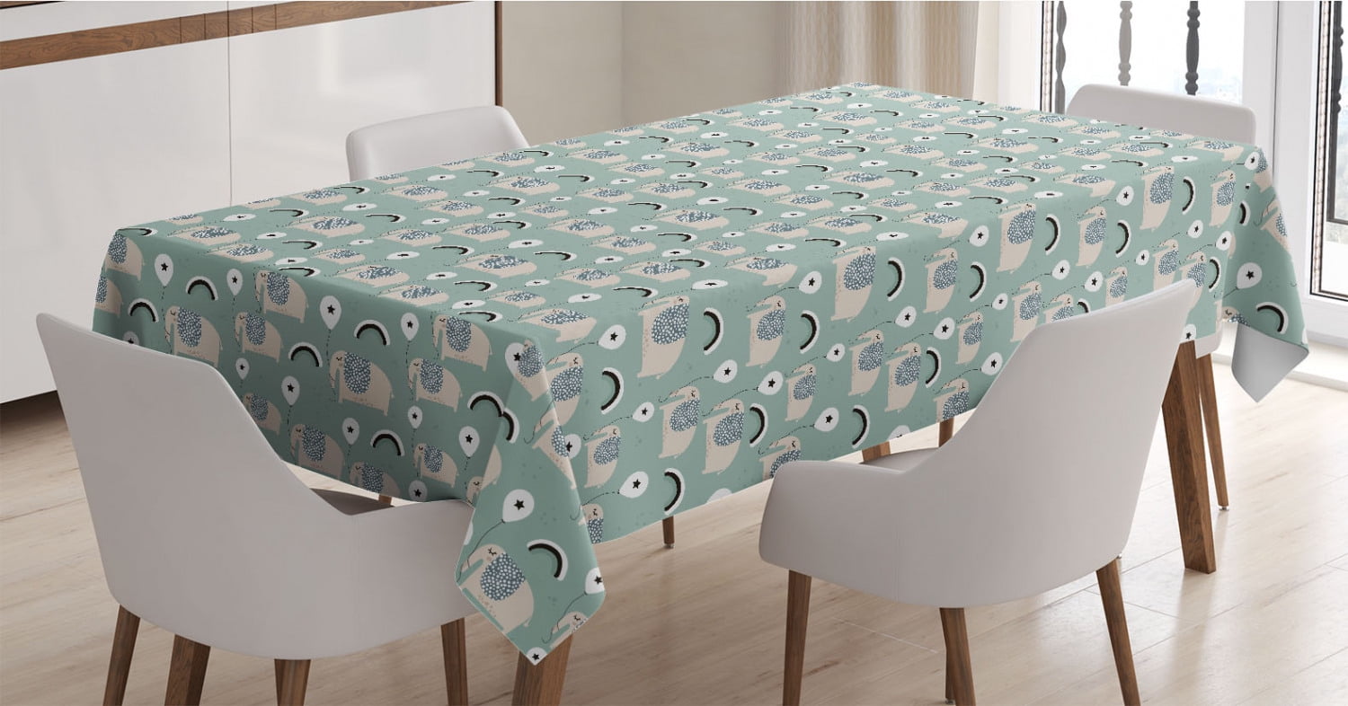 Animal Tablecloth, Cartoon Mammal Animals with Balloons Wrapped Around ...
