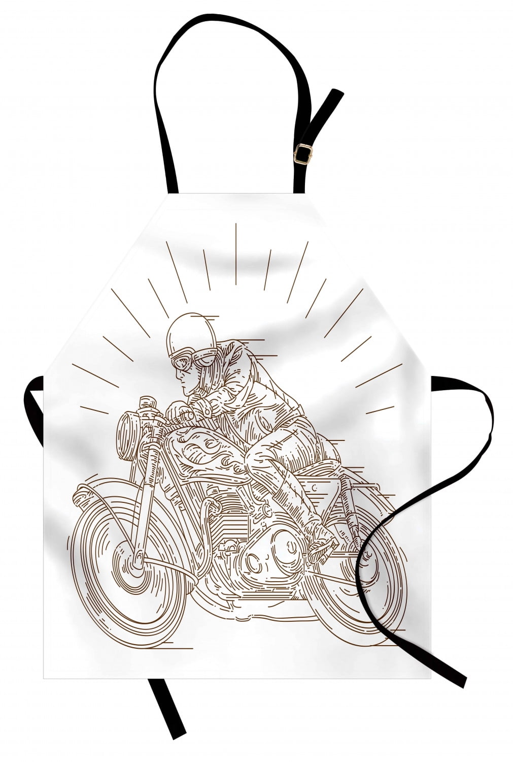 Motorcycle Apron, Outline Drawing of a Classic Racer Making a Turn ...