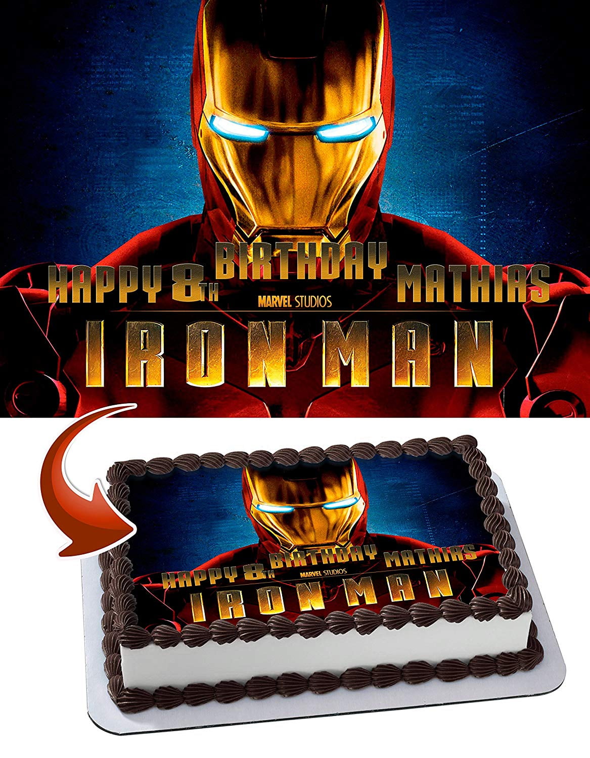 Iron Man - Edible Cake Topper - 11.7 x 17.5 Inches 1/2 Sheet ...